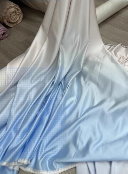 Атласная ткань синяя 1х1,5 м White light blue