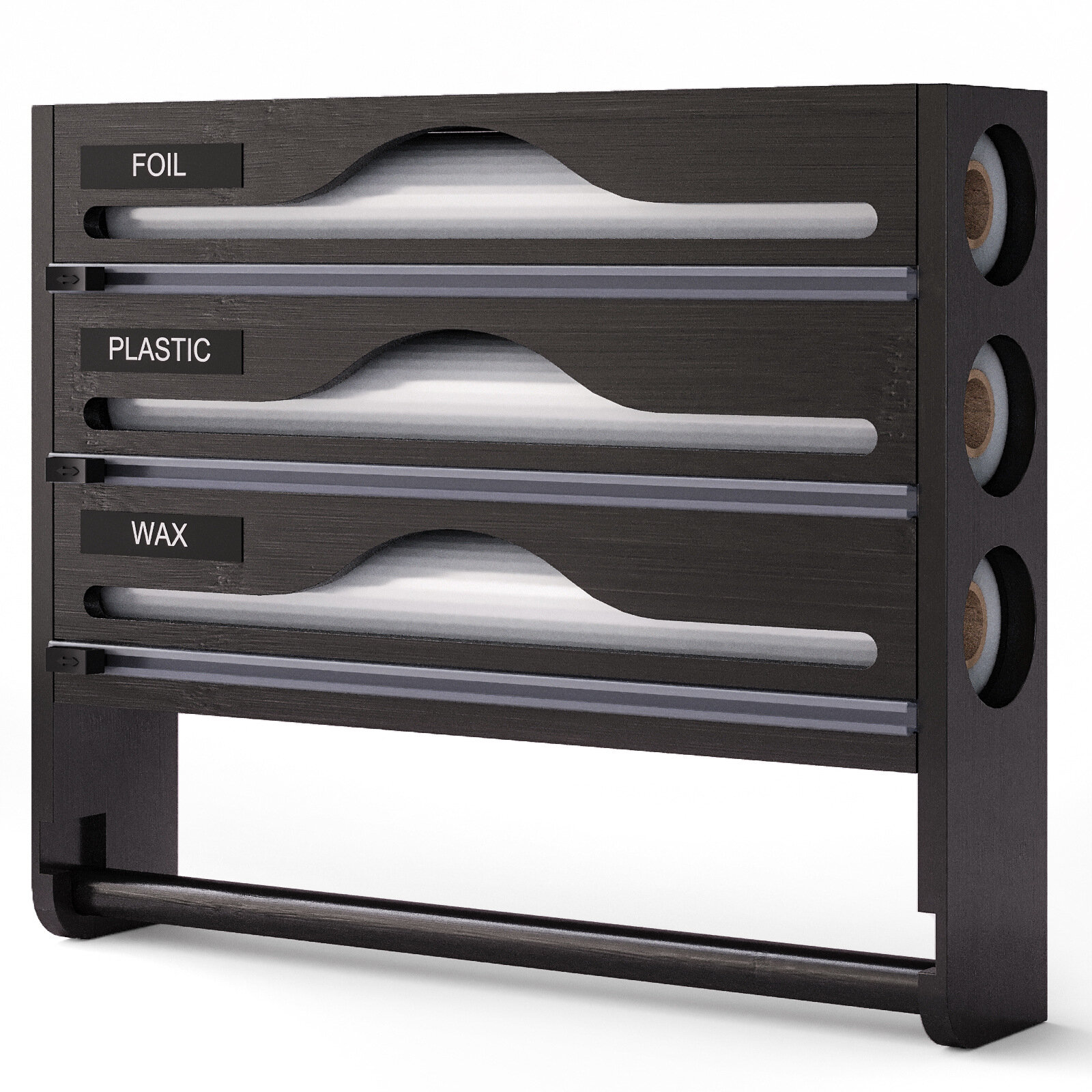 Кухонный резак для пищевой пленки с держателем для кухонной бумаги, трехв-одном стеллаж для хранения, фольга, бумага для выпечки, бамбуковая коробка для хранения