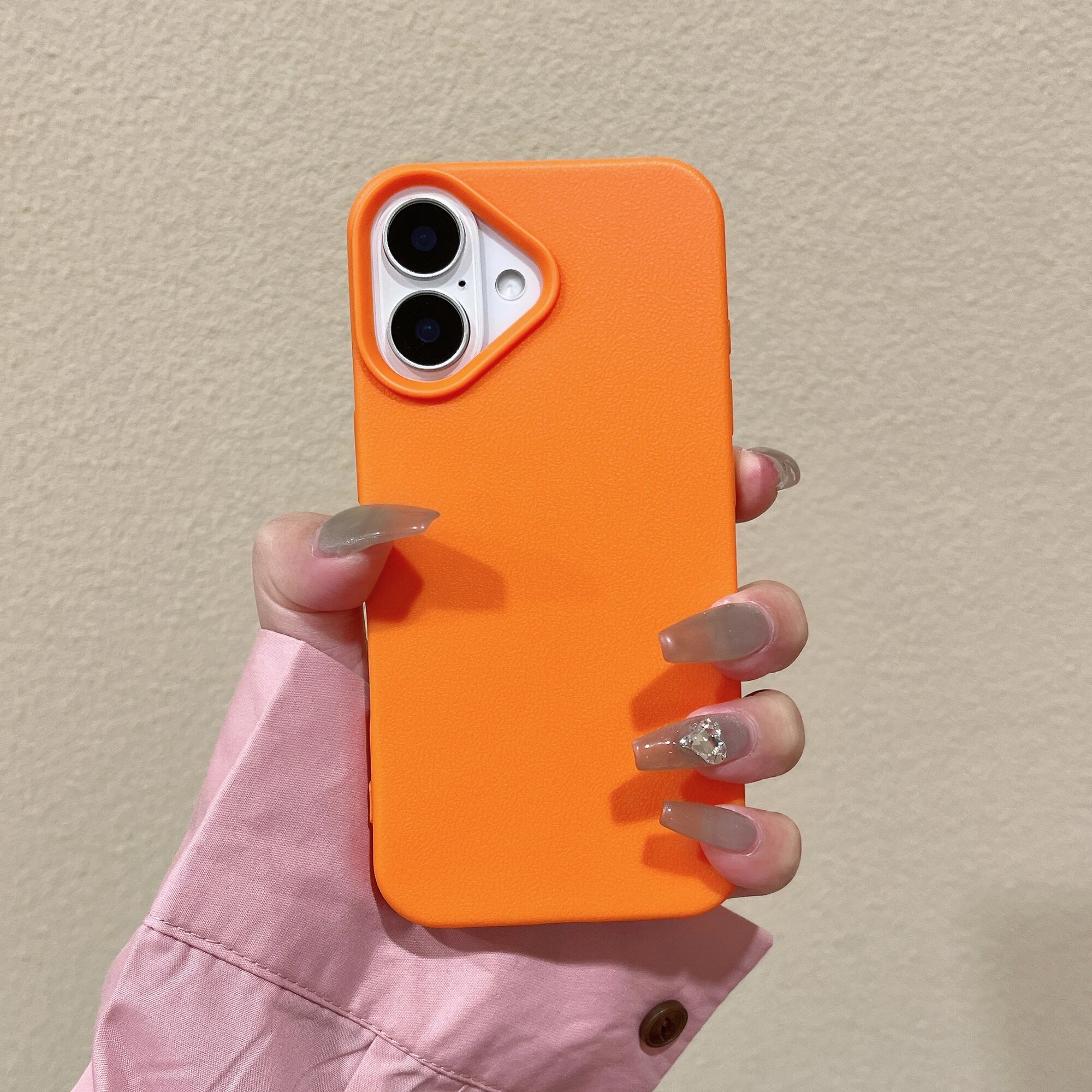 Роскошный силиконовый чехол для телефона с текстурой кожи личи для iPhone 13 15 16 Pro Max 14 Plus 11 12 X XR XS, задняя крышка ярких цветов Оранжевый, Light Orange, For iPhone 15 Plus