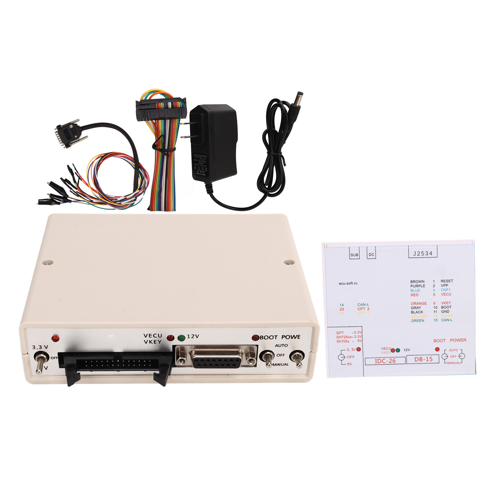 ECU Power Box Flash with Full Adapters 3 Switches Openport for JTAG Works