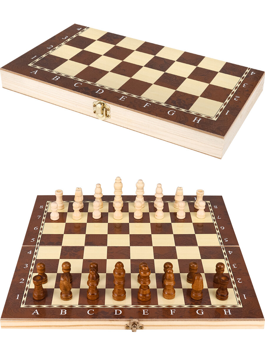 Шахматы, шашки, нарды. Набор 3 в 1 "Ритм игры" доска и фигуры деревянные, 34*17*3,5 см, ИН-7492