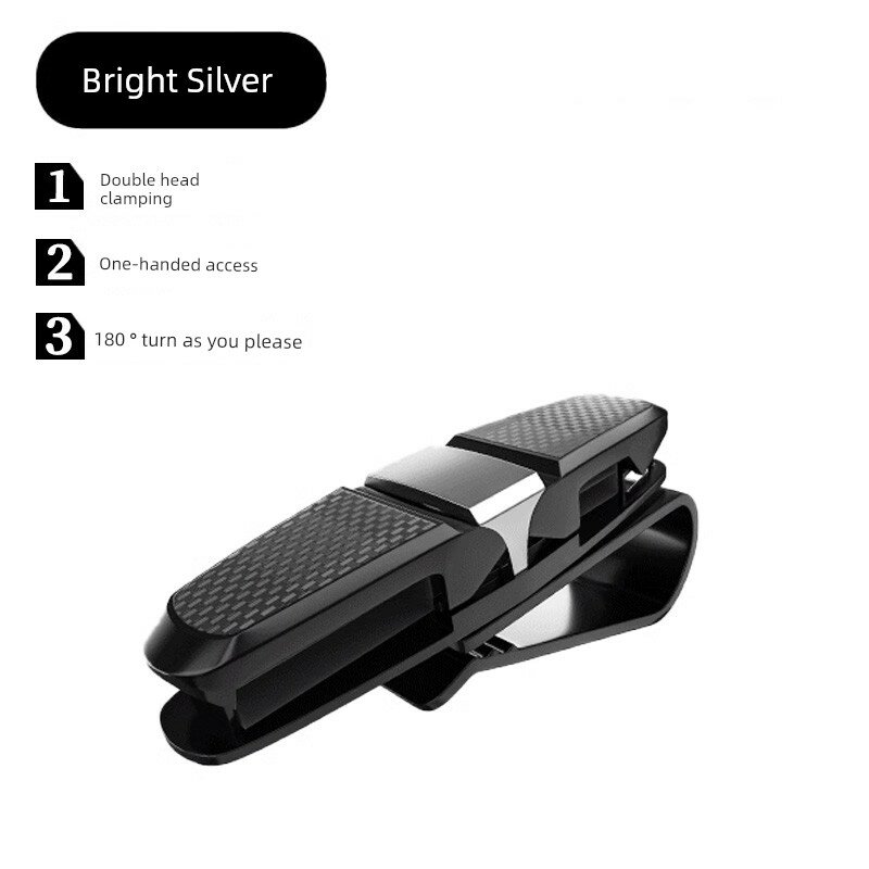 Автомобильная держатель для очков с поворотом на 180 градусов и двойным зажимом, серебристый, 1 шт. для салона