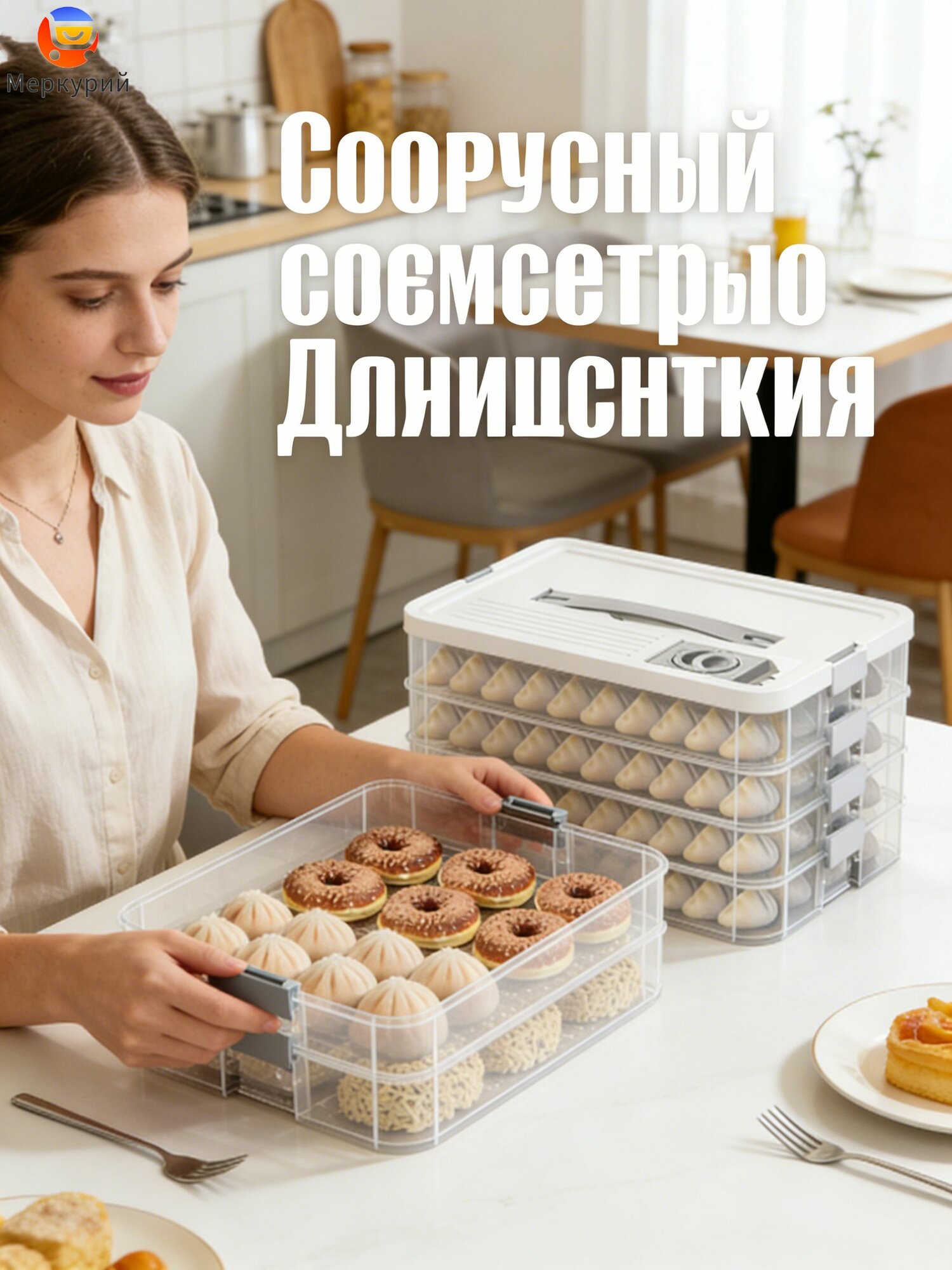 Контейнер для пельменей и вареников: многоярусный лоток для заморозки и хранения в морозилке