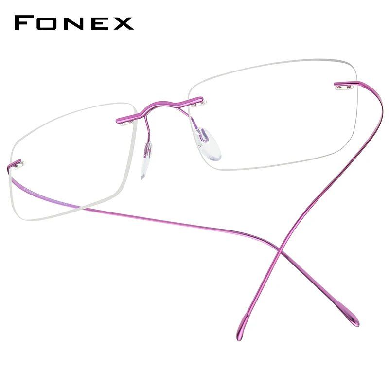 FONEX розовые титановые очки B квадратные