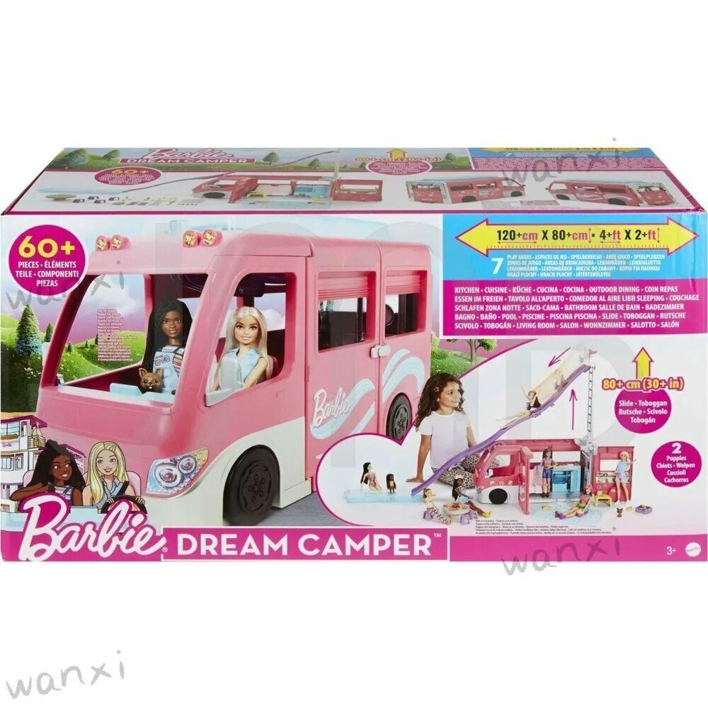 Барби Кемпер DreamCamper Автомобильный игровой набор Barbie Camper HCD46 с горкой и бассейном