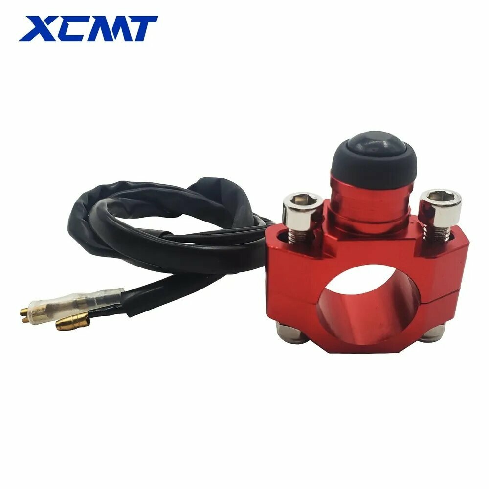 Кнопка стартера / стоп двигателя алюминиевая для питбайка, мотоцикла универсальная (влагозащищенная) (красный)