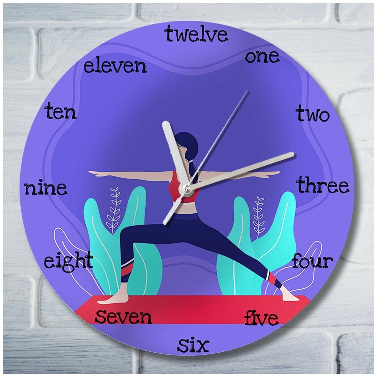 Настенные часы УФ студия йоги (йога, поза война, девушка) - 152