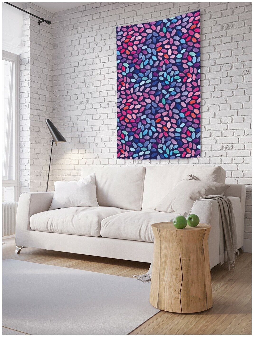 Фотопанно на стену вертикальный из ткани постер 100х150 "Листовидный витраж", JoyArty