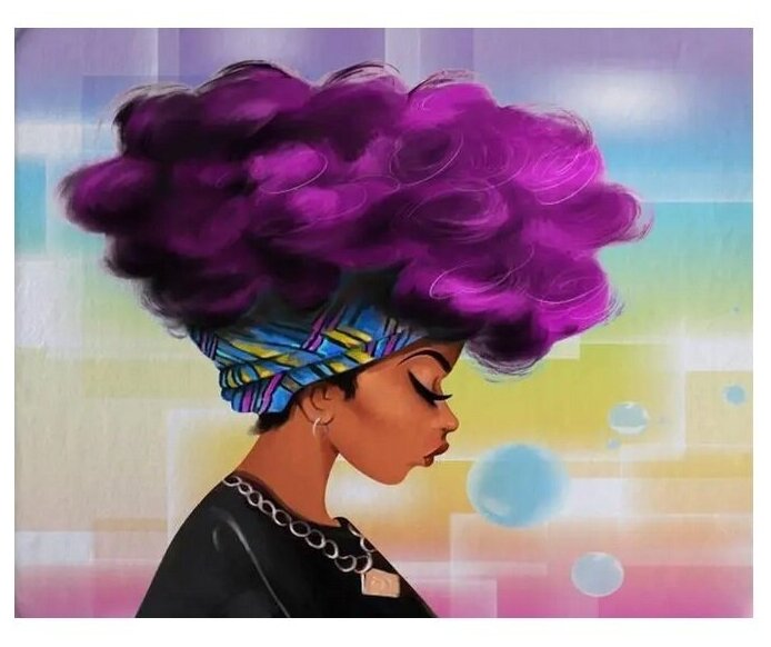 Алмазная мозаика на подрамнике/ Алмазная вышивка / Картина стразами "Девушка с фиолетовыми волосами", 30х40 см, сложность 4, цветов 20/ Komas