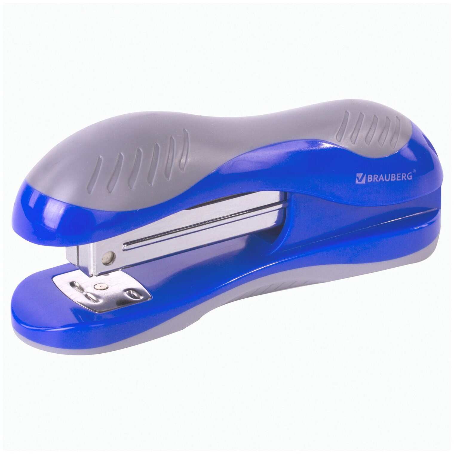 Степлер №24/6, 26/6 BRAUBERG "JET", до 25 листов, эргономичный, сине-серый, 229689