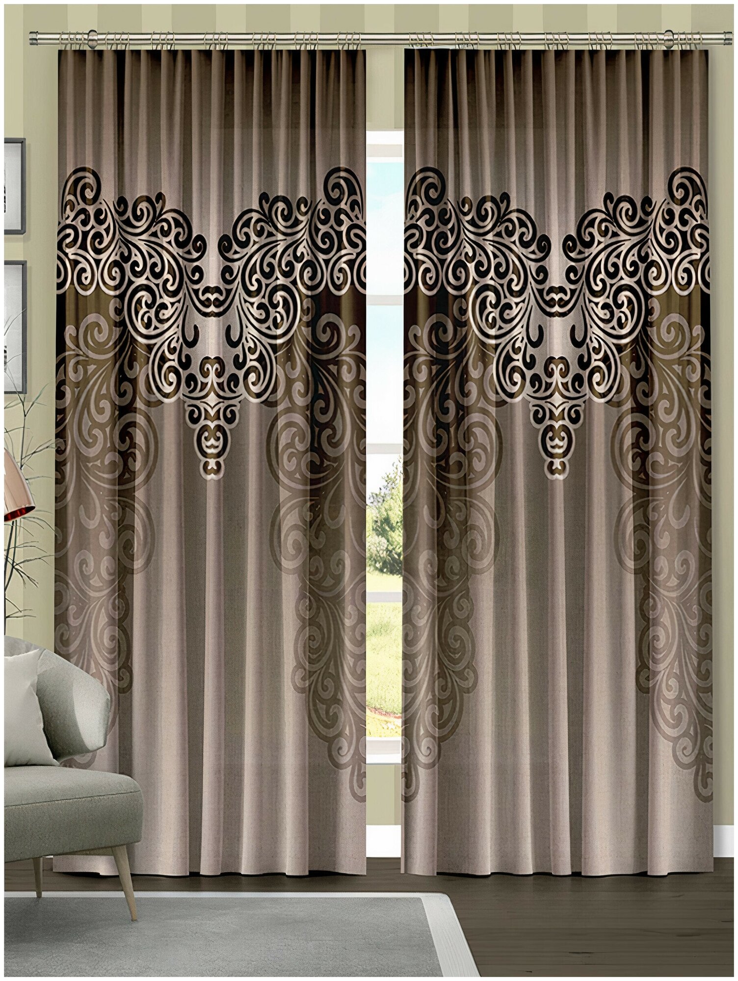 Фотошторы из ткани габардин 150-260 см 2 шт. /3D шторы / В детскую / Для гостиной, спальни и кухни