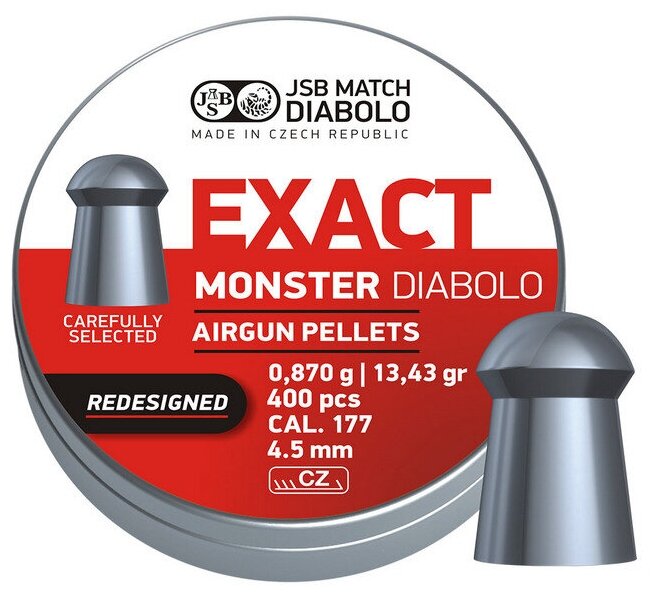 Пули JSB Exact Monster Redesigned Diabolo 4,5 мм, 0,87 грамм, 400 штук