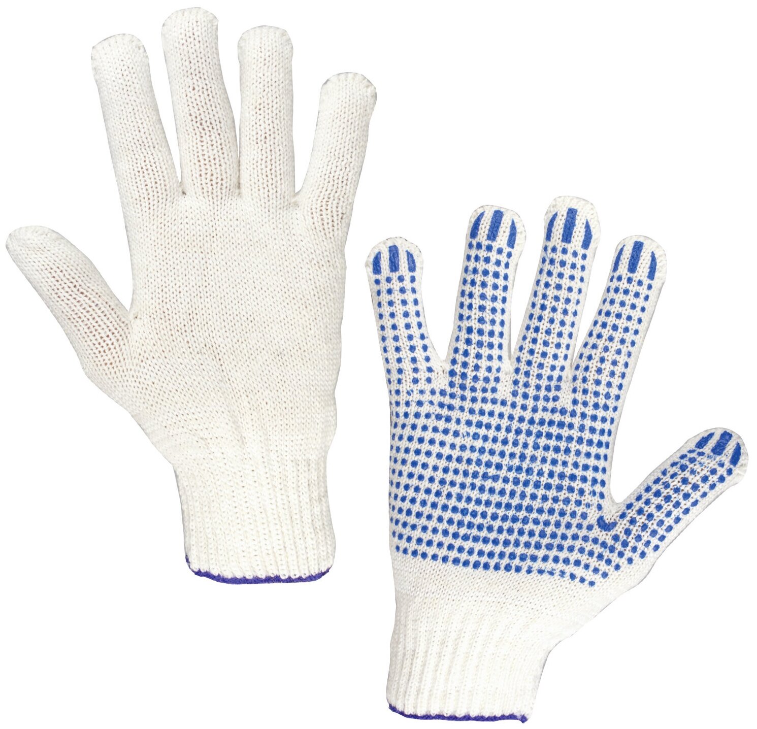 Перчатки хлопчатобумажные, комплект 5 ПАР, 7,5 класс, 46-48 г, 166 текс, ПВХ-точка, LAIMA "стандарт", белые, 600801