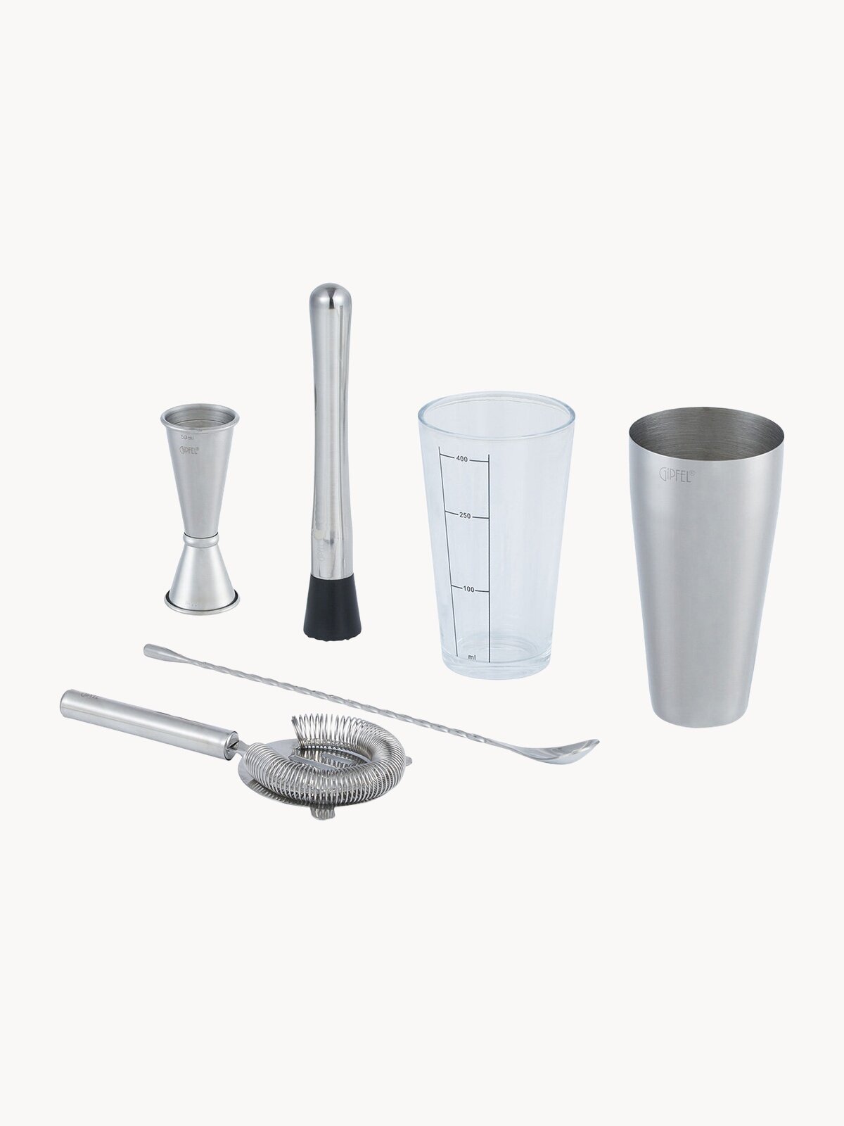 Набор бармена Gipfel Boston 51188, 5 предметов, стальной/черный