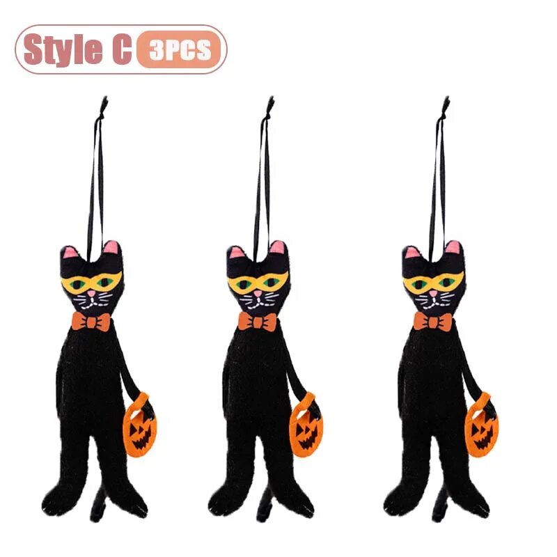 3 шт. Подвески на Хэллоуин Черный кот с тыквой, Style C