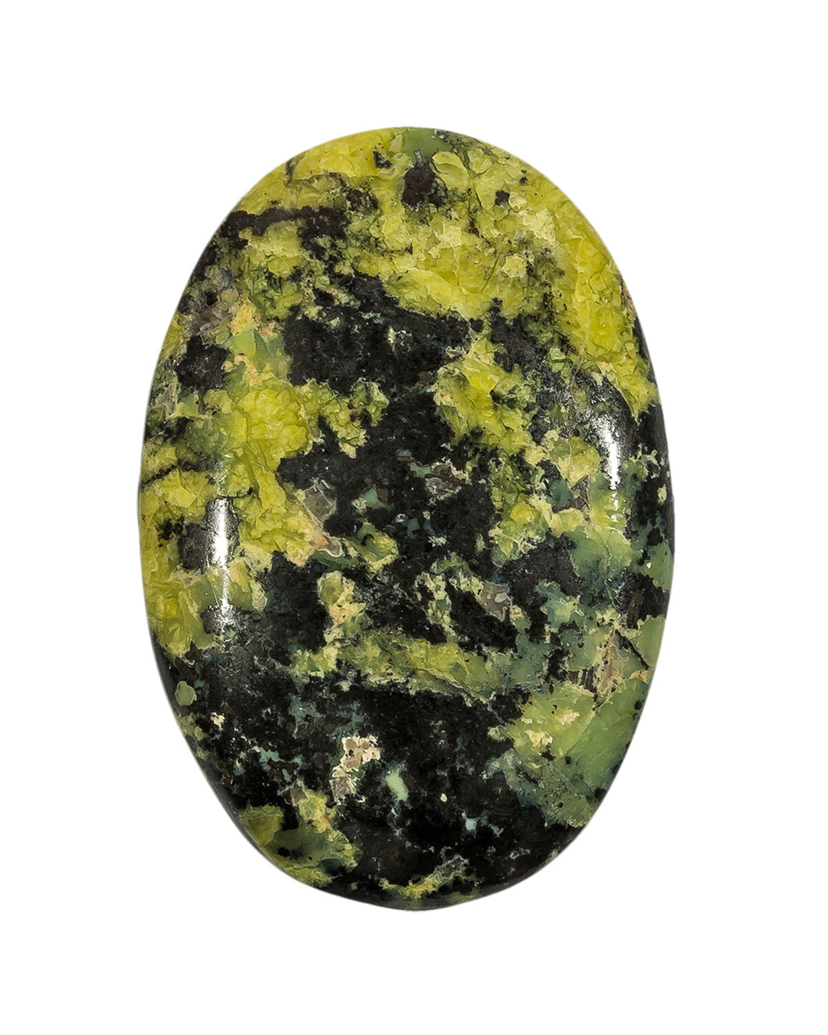 Кабошон из лизардита, размер 38х26х5 мм, вес 11 грамм, месторождение: Хакасия