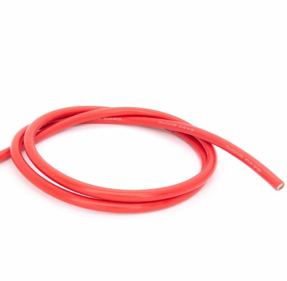 Провод силиконовый силовой для автозвука 6AWG /16кв. мм, лужёная медь 3200*0.08мм, красный, 5 метров