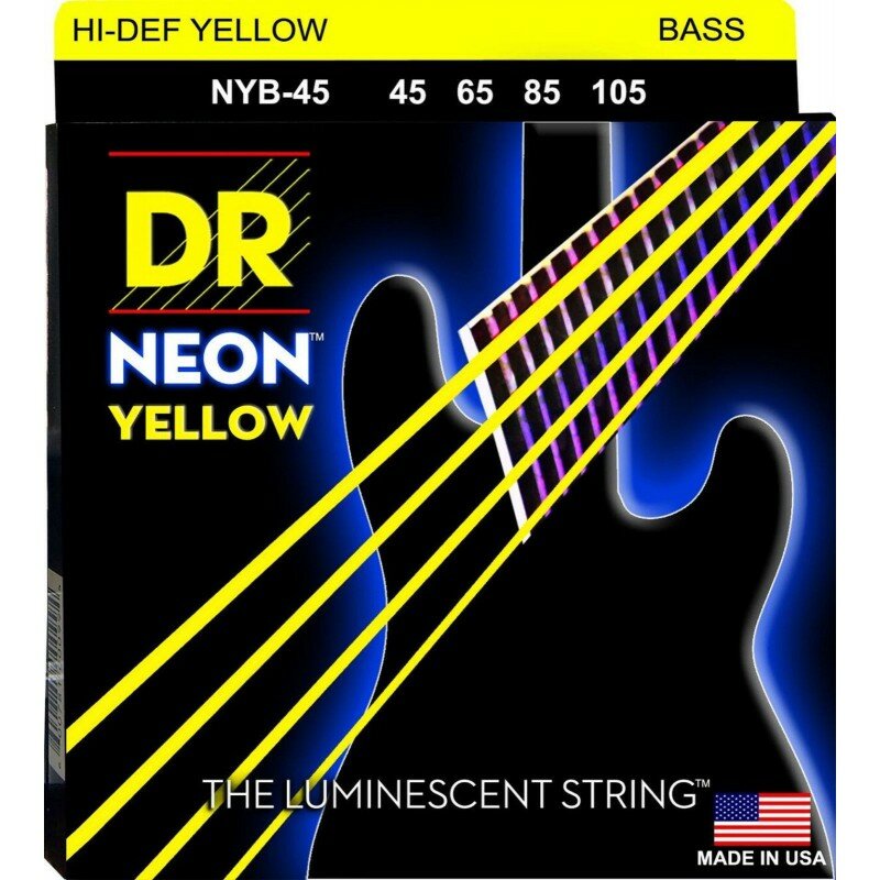 Струны для бас-гитары DR Neon HiDef Yellow NYB-45 45-105