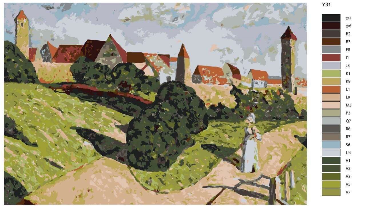 Картина по номерам Y-31 "Репродукция Василия Кандинского- Старый город " 40x60