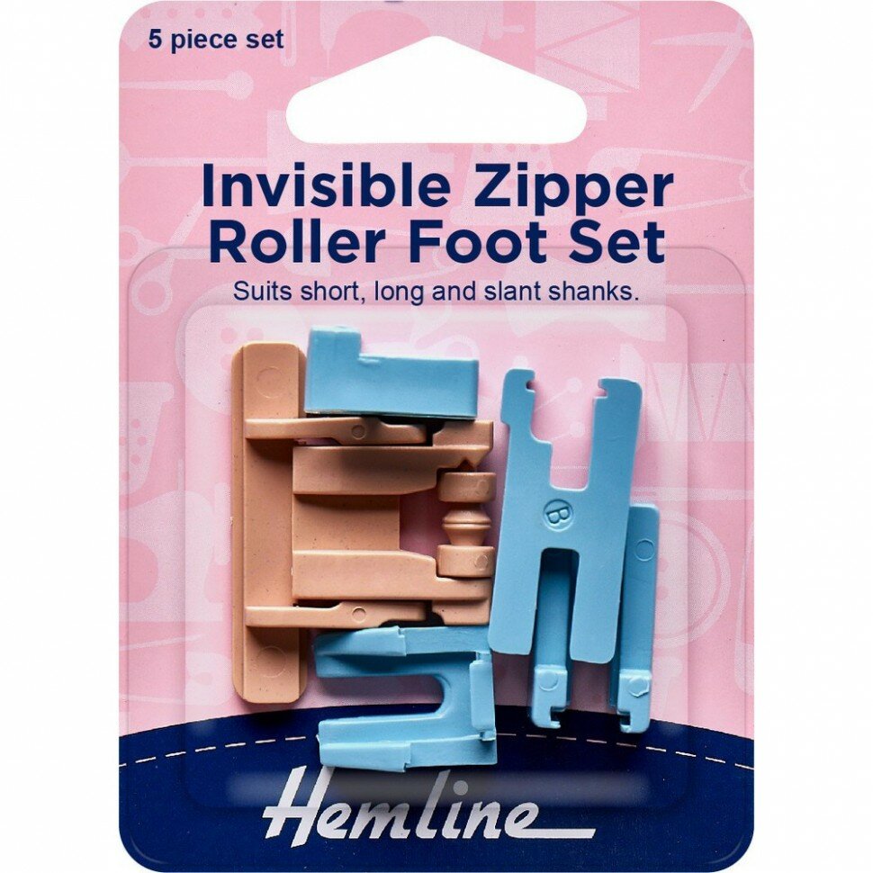 Hemline 163 Лапка для притачивания потайной молнии с набором адаптеров, Лапка 1 шт, адаптер 5 шт