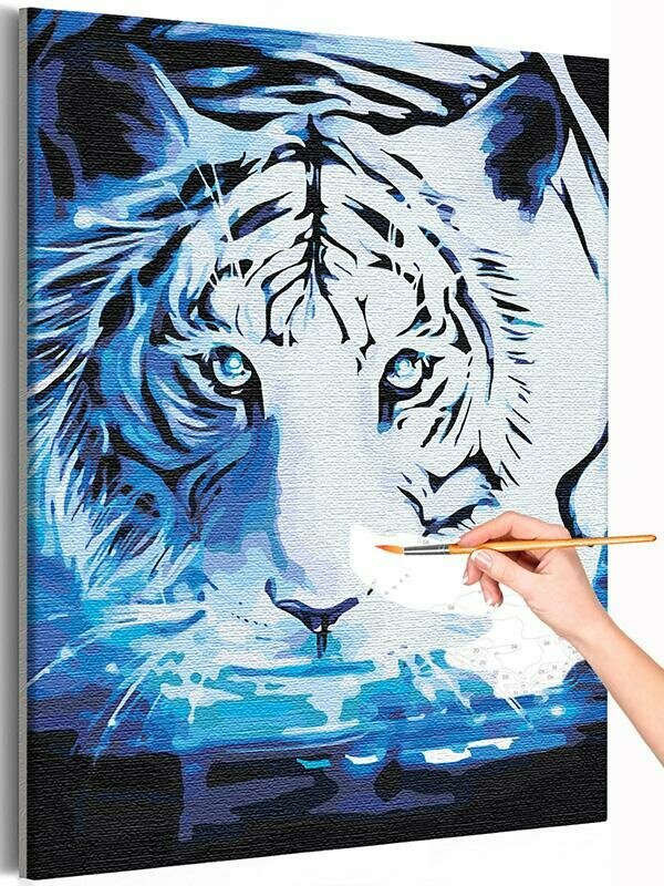 Тигр водяной / Символ года / Животные Раскраска картина по номерам на холсте с неоновой краской 30х40