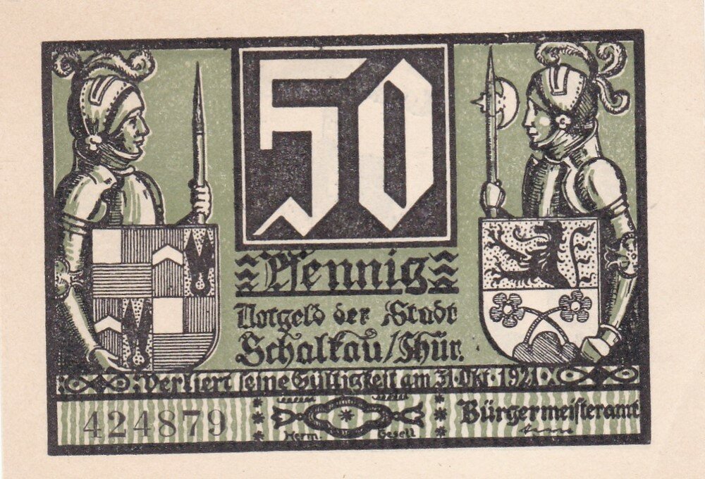 Германия (Веймарская Республика) Шалькау 50 пфеннигов 1921 г. (№6)