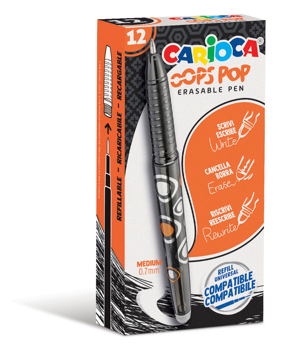 Carioca гелевая ручка пиш-стирай OOPS 0.7 мм 1 мм чернила черный 42044/01-BU28 для документов 1шт