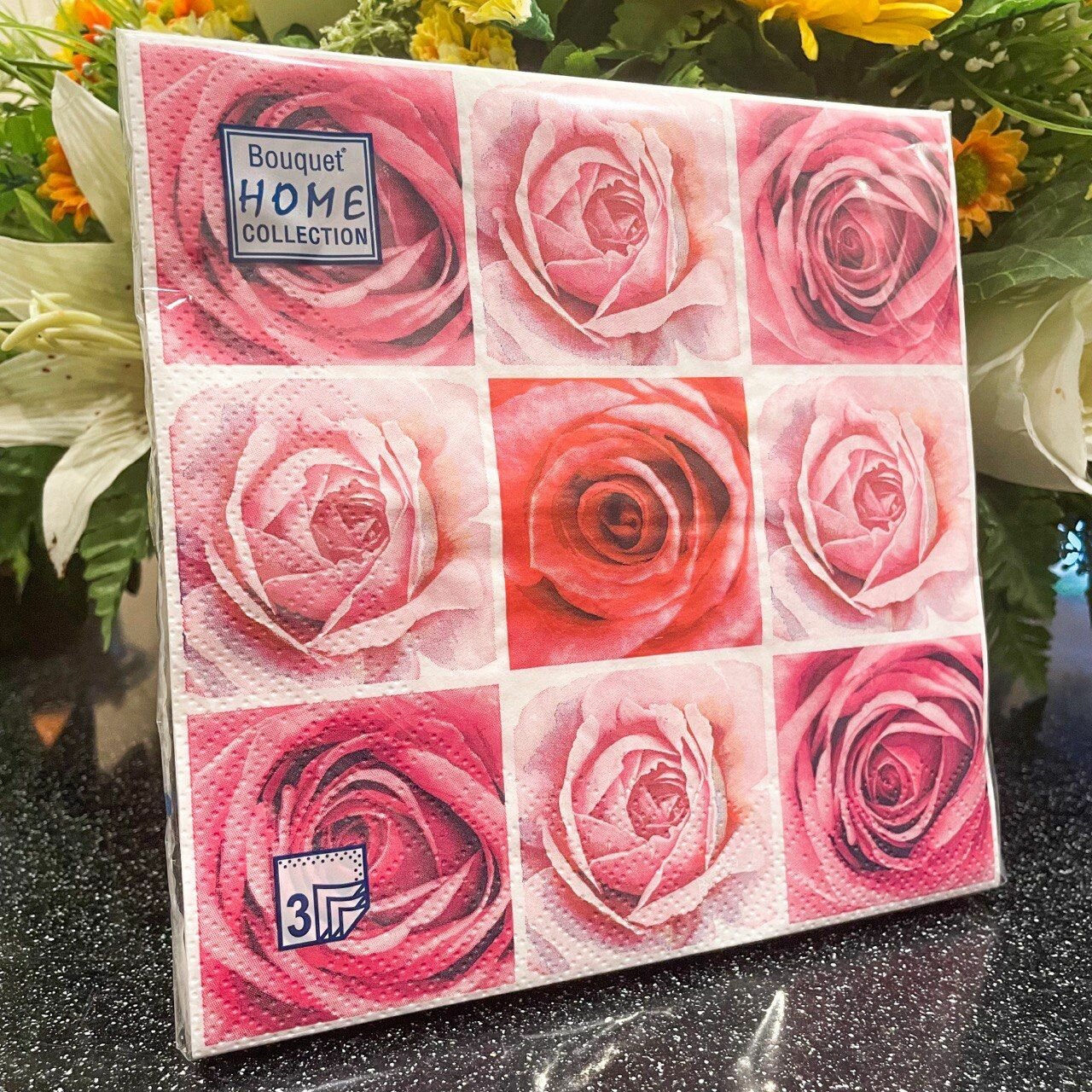 Салфетки Desna "Коллаж из роз", целлюлоза, 33х33 см, с рисунком