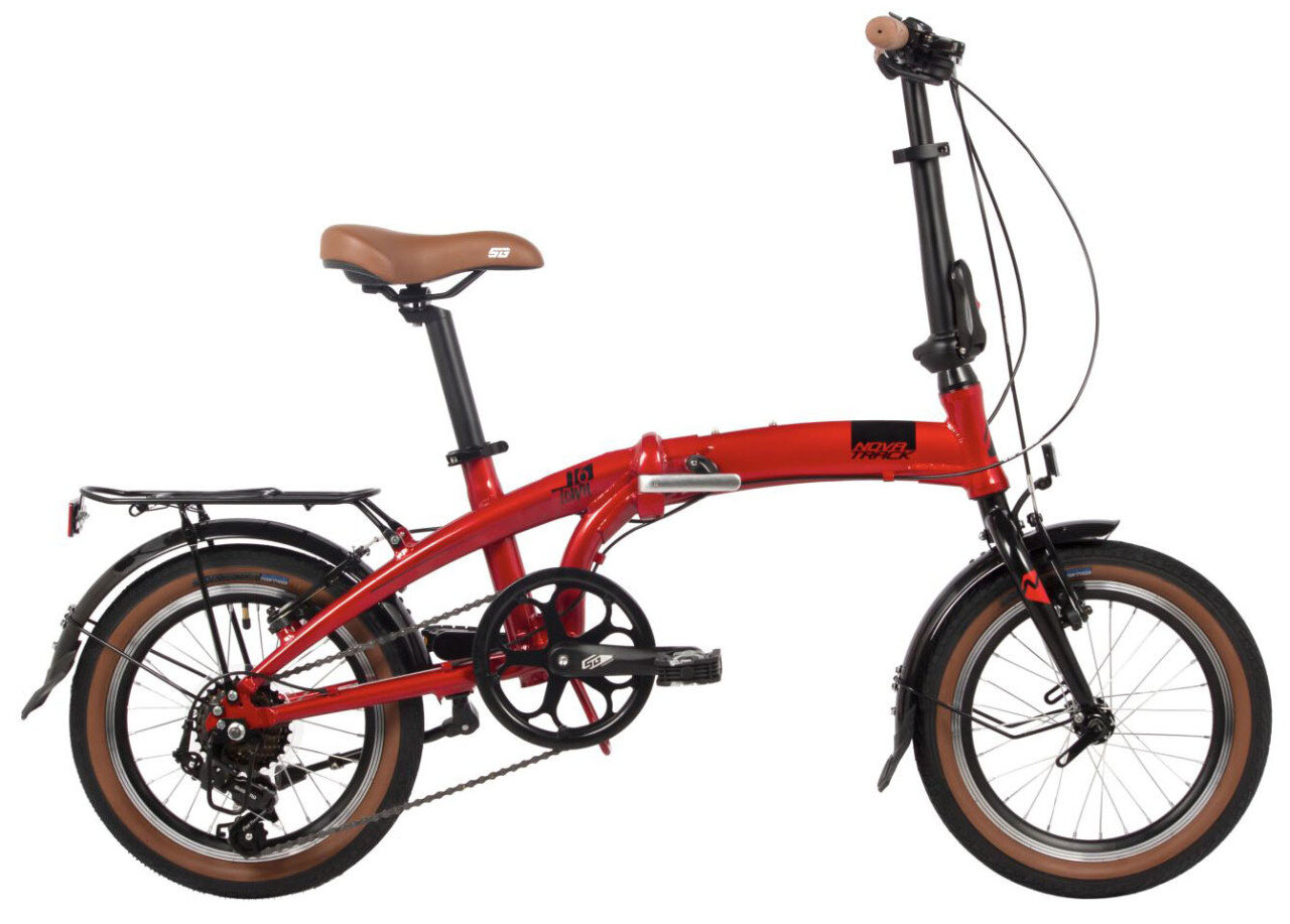 Подростковый велосипед Novatrack Town 16" (2024) 16 Красный (140-175 см)