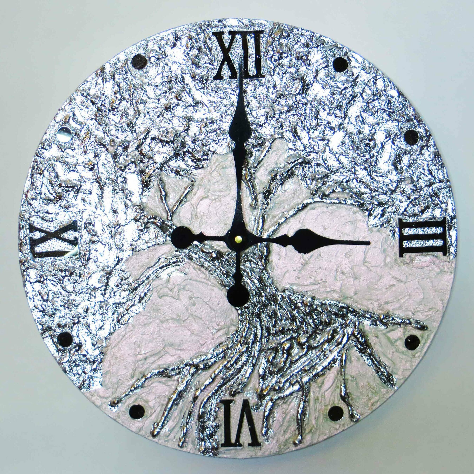 Часы настенные-интерьерное панно "Дерево Жизни I" серебро