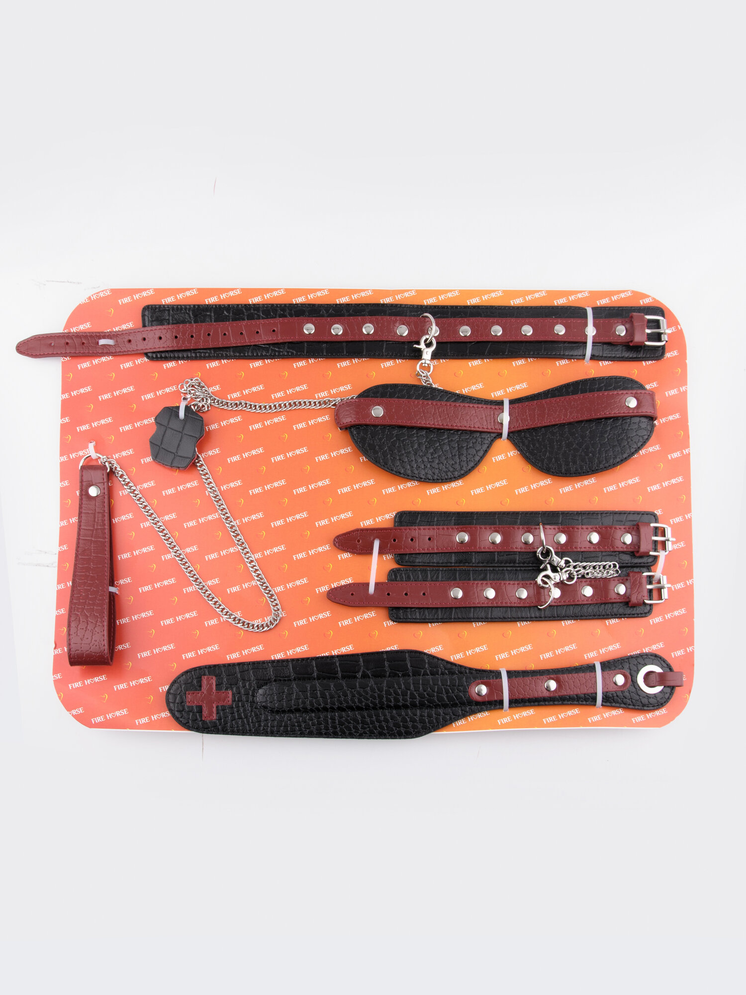 Набор эротик БДСМ из натуральной кожи от Fire Horse, 6 предметов