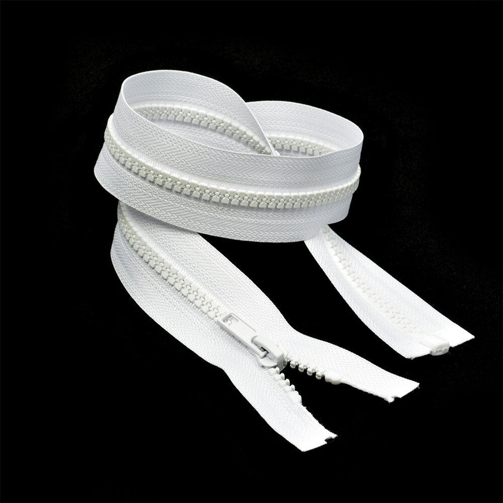 Молния пластиковая трактор №5 (молния для куртки разъемная) 40 см цв.101 белый упак.10 шт