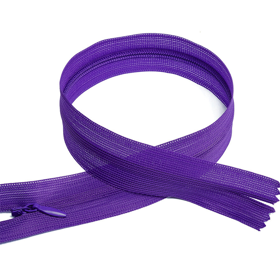 Молния пластиковая потайная 50см н/р цв.170 темно-фиолетовый упак.10 шт