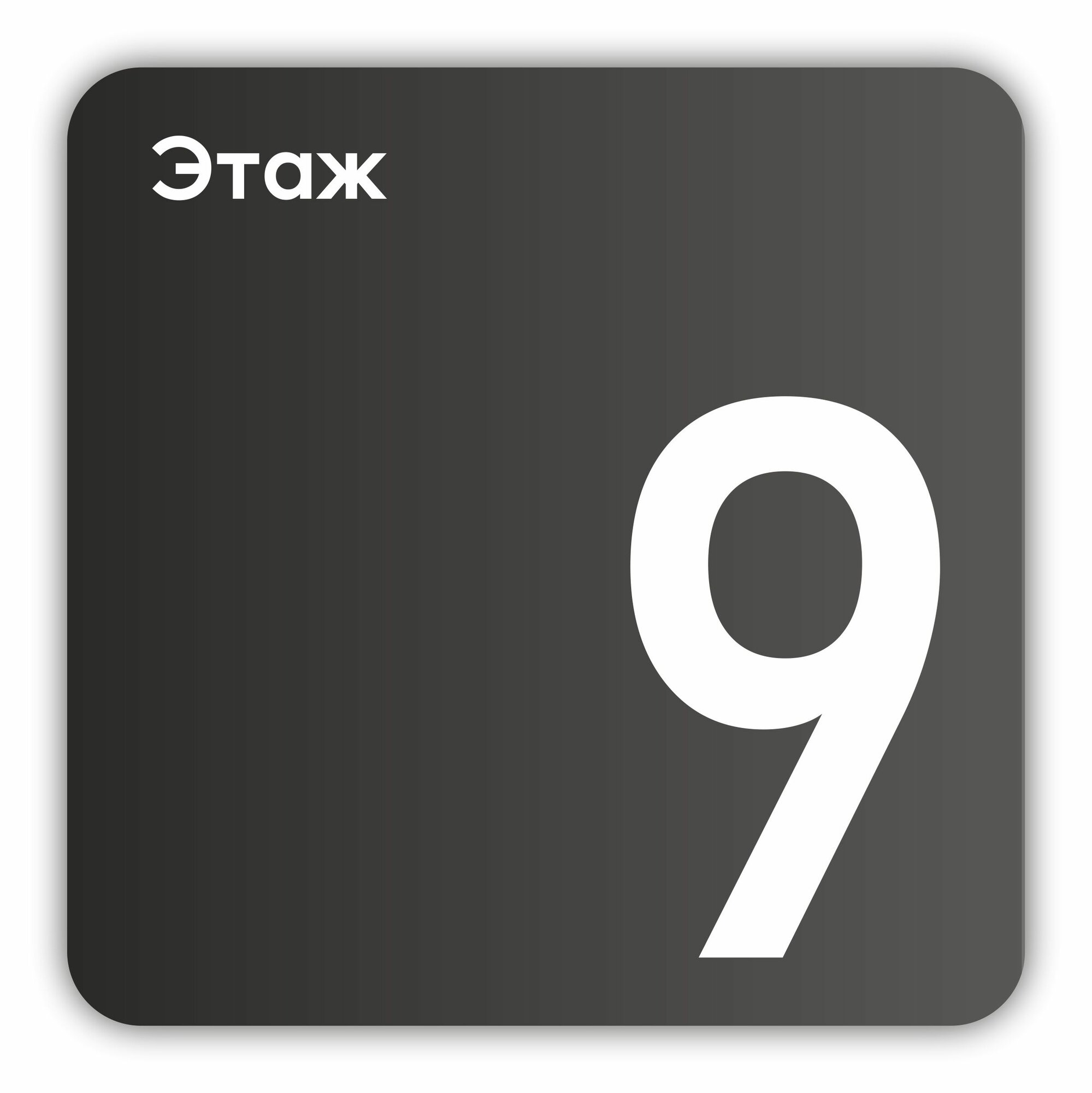 Табличка 9 (девятый) этаж 18х18 см с двусторонним скотчем