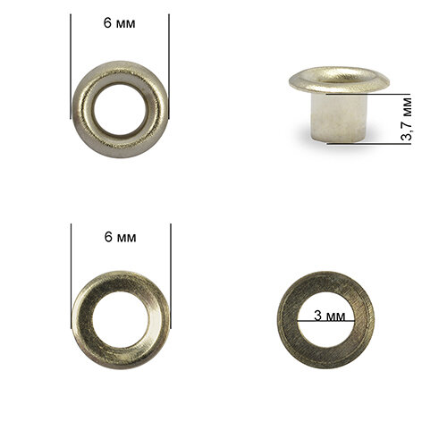 Люверсы для одежды, сталь (внутренний диаметр - 3мм) цв. никель упак.1000 шт