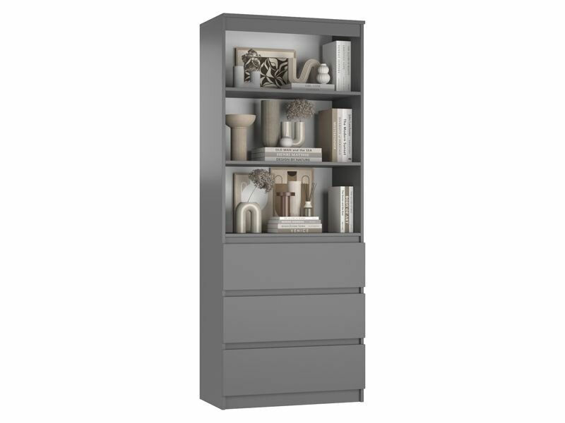 Шкаф пенал с полками и выдвижными ящиками "Челси" 60х180х38 Серый графит