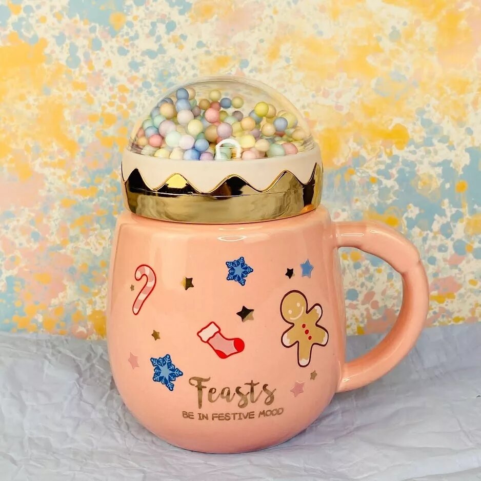 Детская кружка 470мл с крышкой Фарфор 315-006 118-315-006