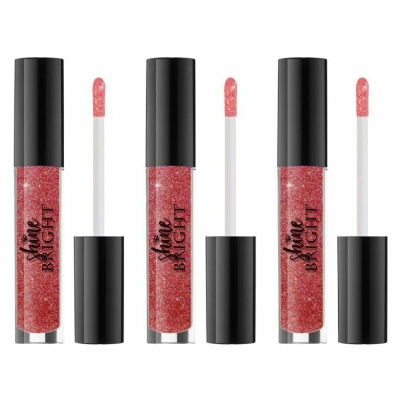 BELOR DESIGN Блеск для губ, Shine bright, тон 011 малиновый, с блестками, 4,3 мл, 3 шт