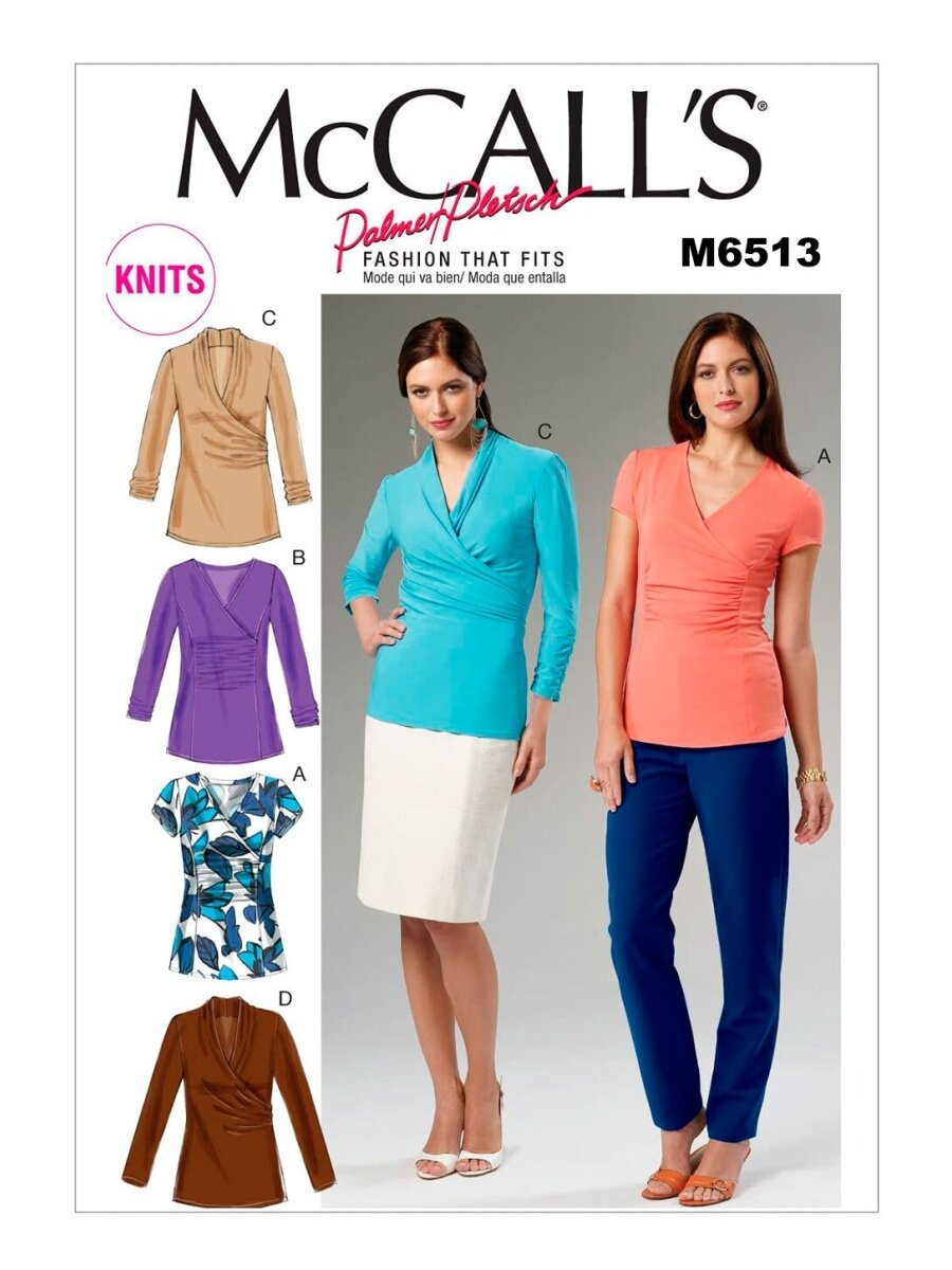 Выкройка McCall's №6513 Приталенные топ, кофта