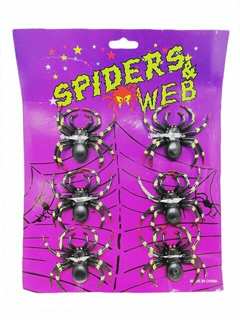 Украшение декоративное, I-Bright "Пауки" для помещения, 6 штук, пластик, чёрное