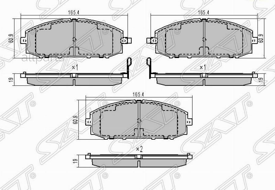 SAT ST-AY040-NS092 Колодки тормозные (Спереди) Nissan Patrol 97-10 / Safari 97-07