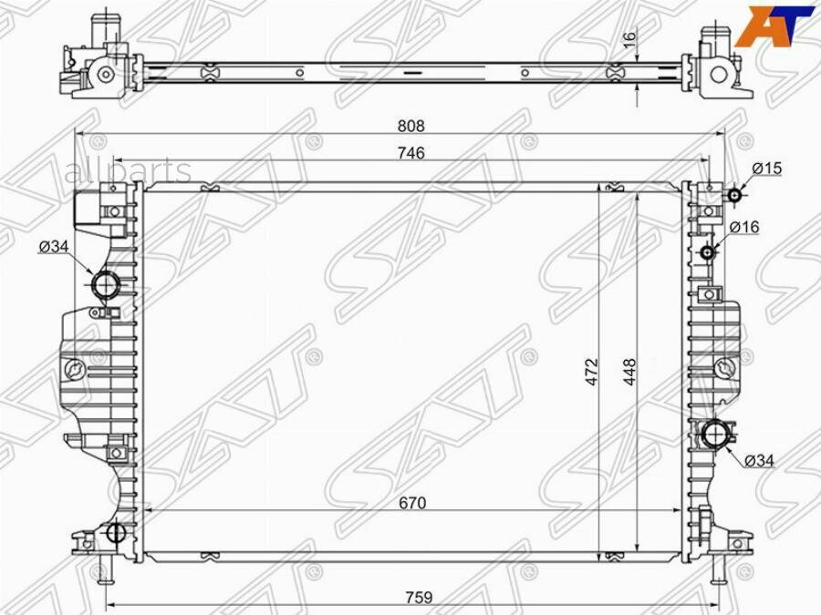 SAT FD0014 Радиатор Ford Mondeo 14-19 / Galaxy 15-19 / S-MAX 15-19