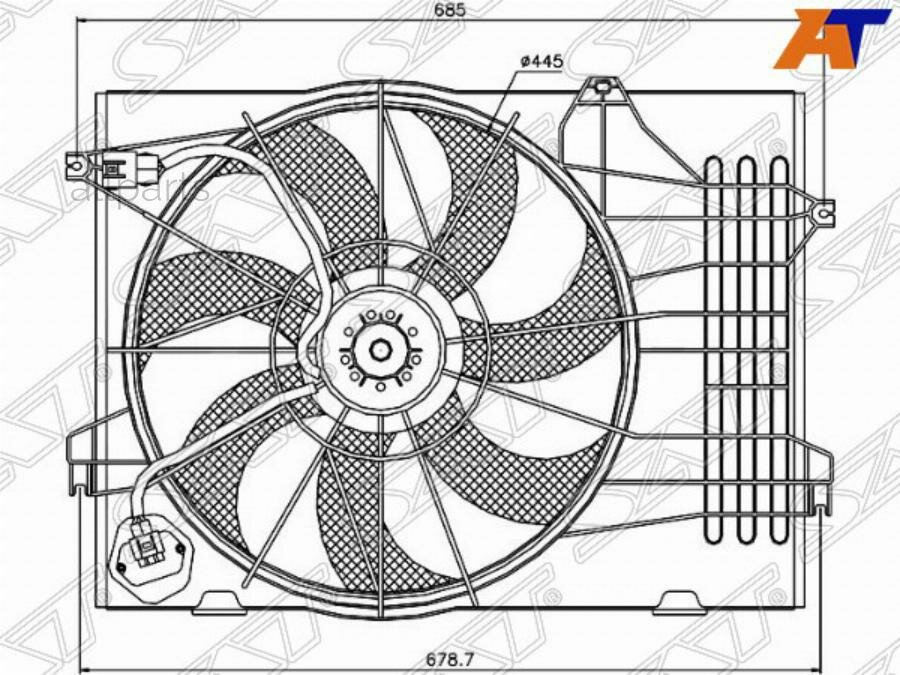 SAT ST-HN50-201-A0 Диффузор радиатора в сборе HYUNDAI TUCSON 04-09/KIA SPORTAGE 04-09 2,7i