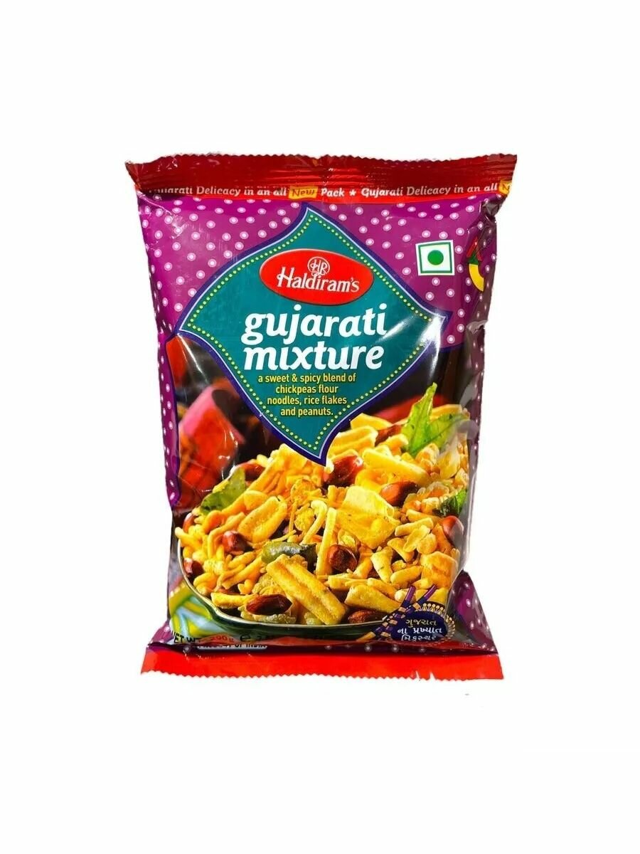 Гуджарат микс (GUJRATI MIXTURE) - Сладкая и пряная смесь лапши из нутовой муки, рисовых хлопьев и арахиса 200 г.