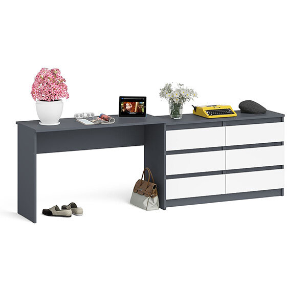 Стол письменный Мори МСП1200.1 + Комод МК1200.6, цвет графит/белый