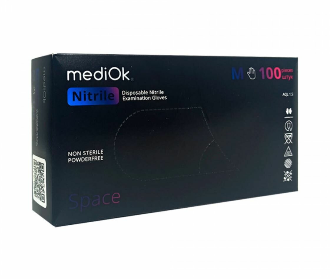 MediOk Перчатки смотровые Нитриловые Черные L