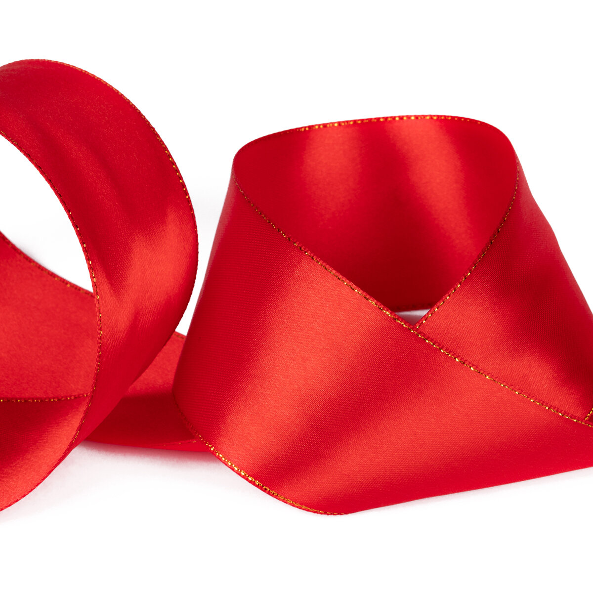 Лента атласная 50 мм "Gamma" AL-50M двухстор. с металл. нитью 33 м №026 красный/золото