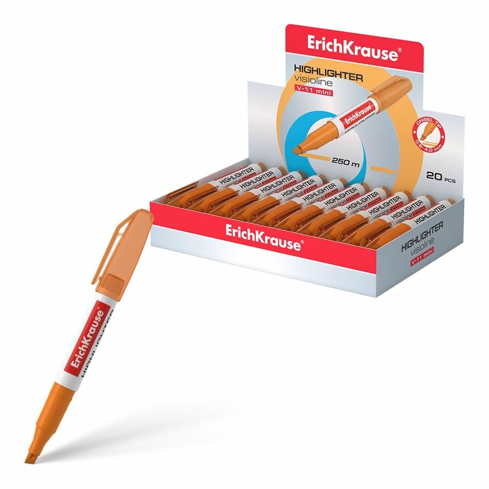 Текстмаркер ErichKrause Visioline V-11 Mini Neon, цвет чернил оранжевый