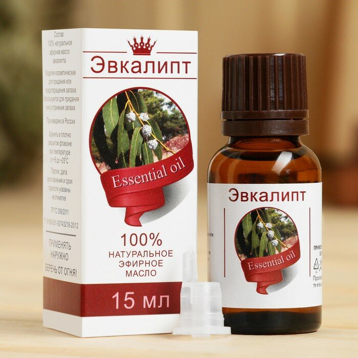 Эфирное масло "Эвкалипт", флакон- капельница, аннотация, 15 мл, дезинфицирующее, 2496222