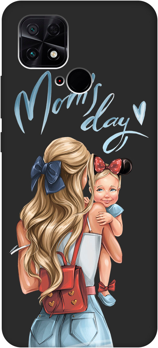 Матовый чехол Mom's Day для Xiaomi Poco C40 / Сяоми Поко С40 с 3D эффектом черный